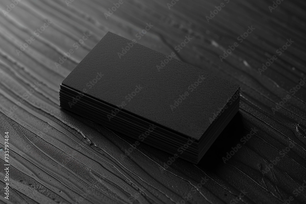 stack of black cards on a dark surface - texture and shadows in focus ...