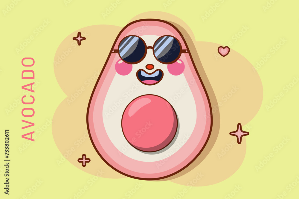 cartoon avocado icon in comic style fruits concept illustration. food ...