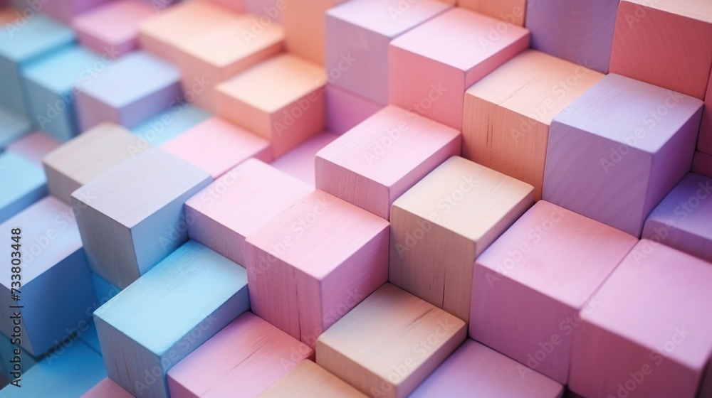 Beautiful rainbow color pastel of wooden blocks. Pastel color square ...