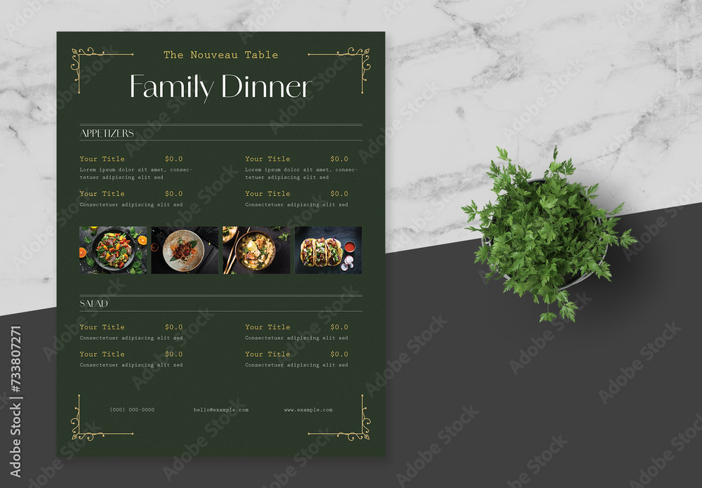 Green and Yellow Restaurant Menu Stock Template | Adobe Stock