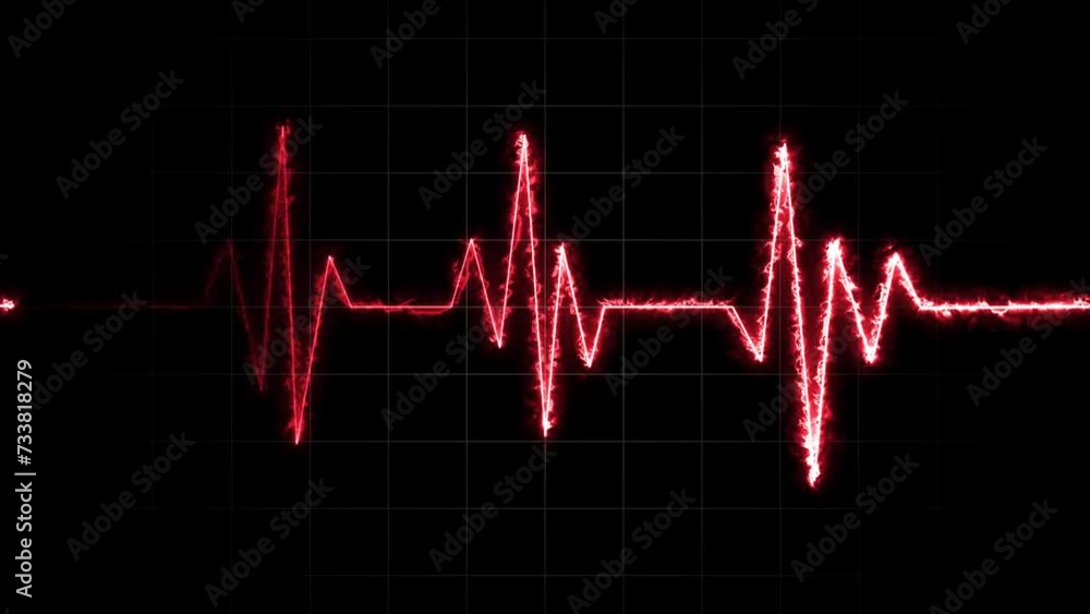Neon heartbeat on white isolated background. 4k seamless loop animation ...