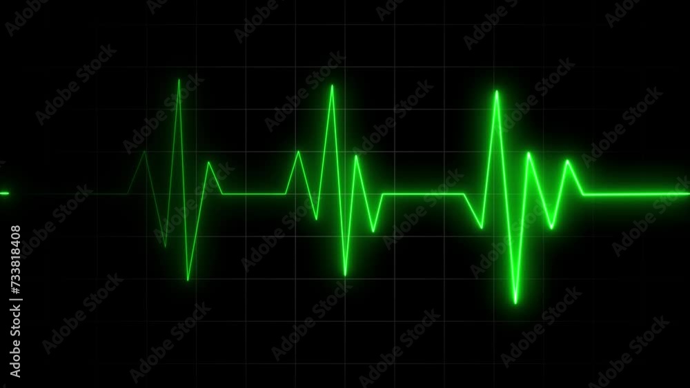 Neon heartbeat on white isolated background. 4k seamless loop animation ...