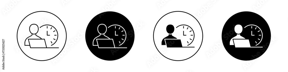 Office Hours Icon Set. Office hour work training vector symbol in a ...