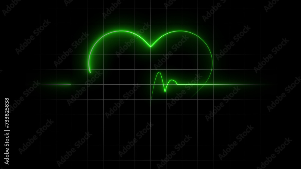 Neon heartbeat on black isolated background. 4k seamless loop animation ...