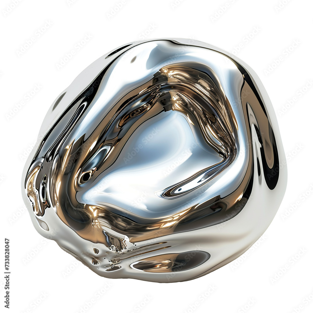 Chrome oval liquid shape, metallic fluid blob isolated on transparent ...