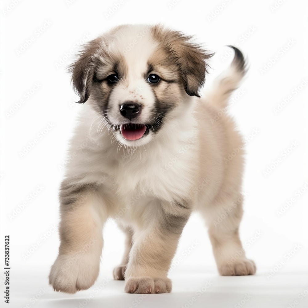 AI-generated illustration of a great pyrenees puppy isolated on a white ...