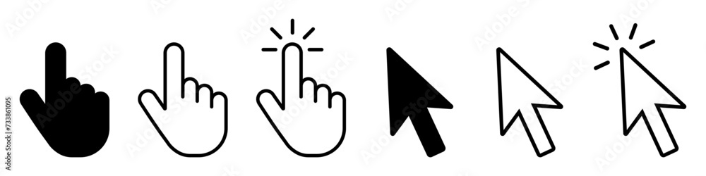 Computer Mouse Click Cursor Arrow Icons Set Clicking Cursor Vector