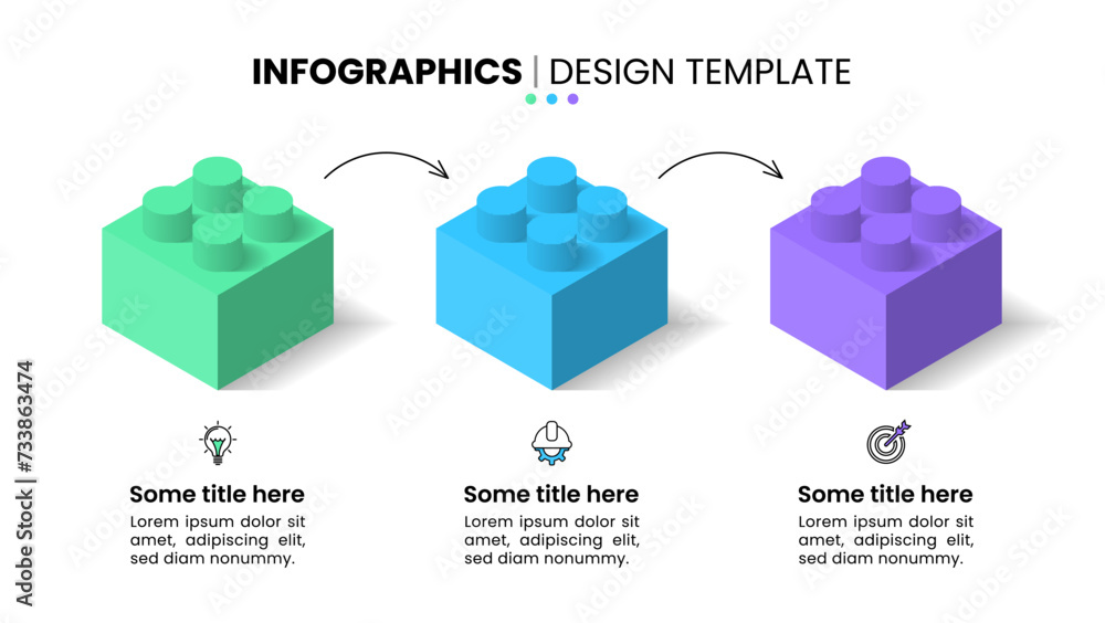 Infographic template. 3 building blocks with arrows Stock Vector ...