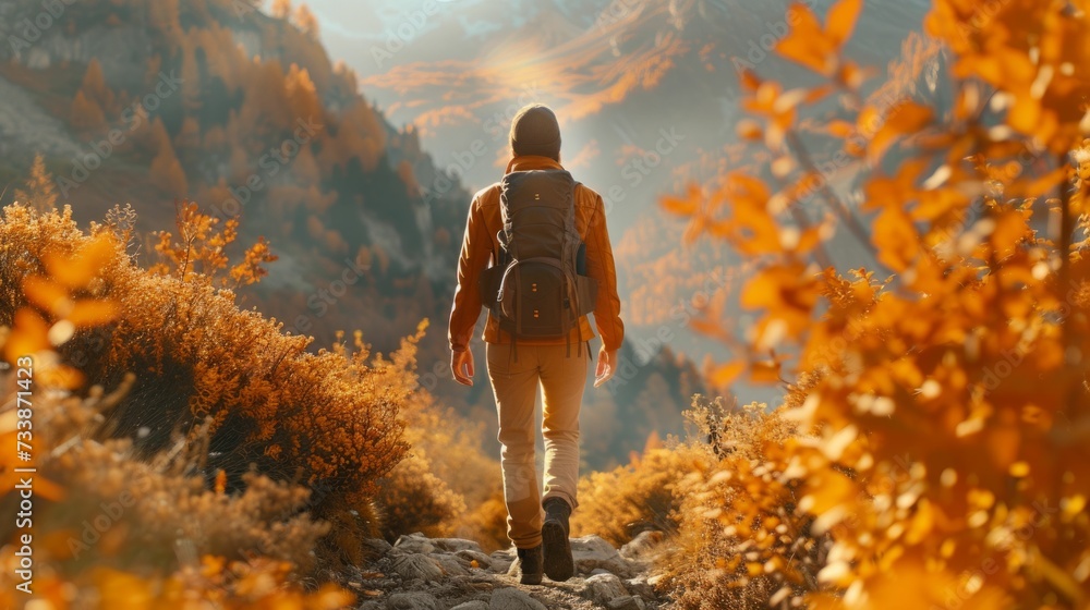 Solo Hike Through Golden Autumn Trails - Adventure and Solitude, adult ...