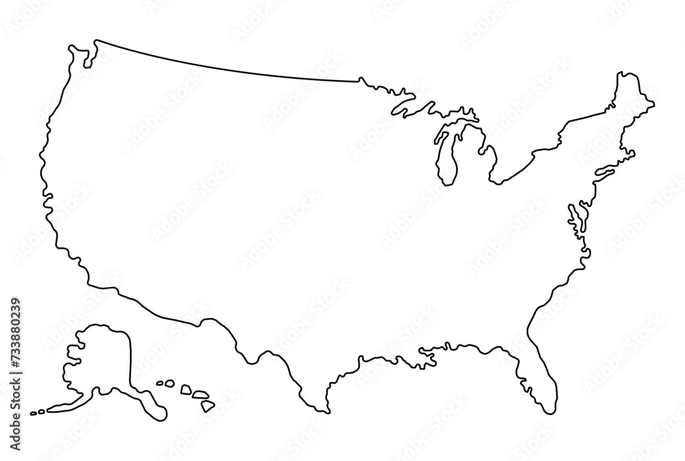 USA Outline Map White Background Vector Illustration Stock Vector ...