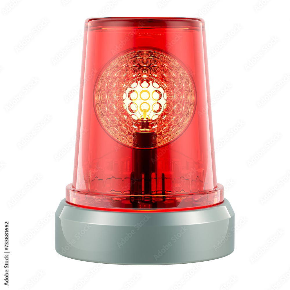 Red Flashing Beacon. Emergency LED strobe light. 3D rendering isolated ...
