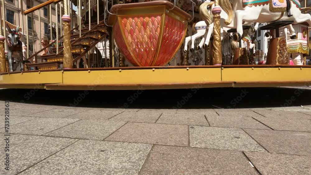 Lower level views of a majestic merry go round carousel in the heart of ...
