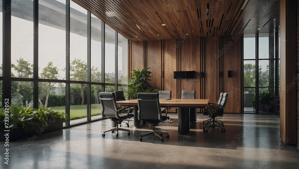 Modern aesthetics of a contemporary meeting conference room within a ...