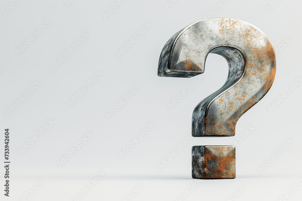 Question mark symbol built by metal with rust texture, isolated on ...