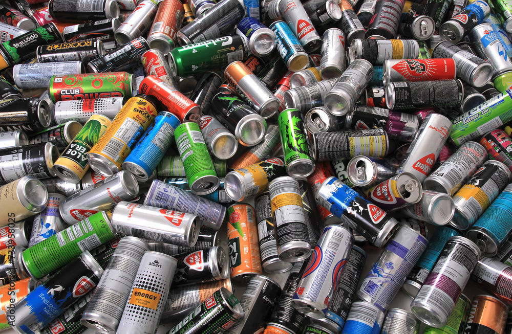 my collection of empty different energy drinks from czech republic ...