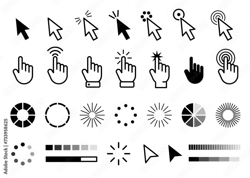 Vetor do Stock: Mouse click cursors and hands for user interface of ...