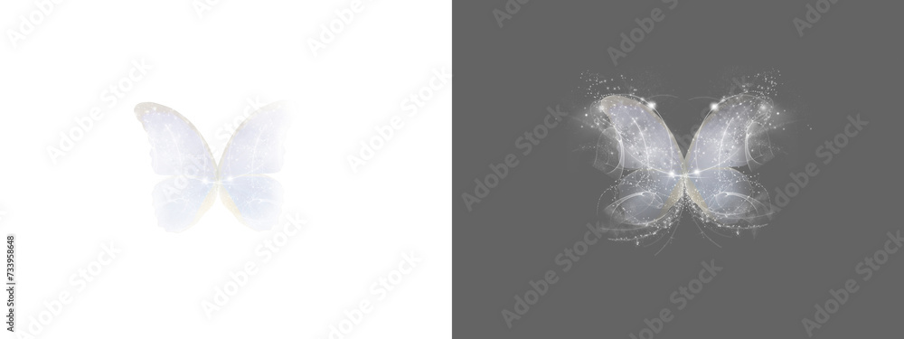 Angel wing. White wing on transparent background, Magic wings isolated ...