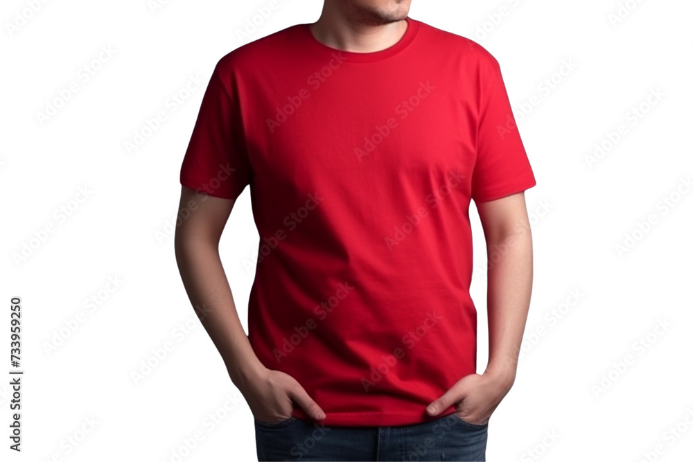 Man in red t shirt mockup on transparent background PNG image Stock ...
