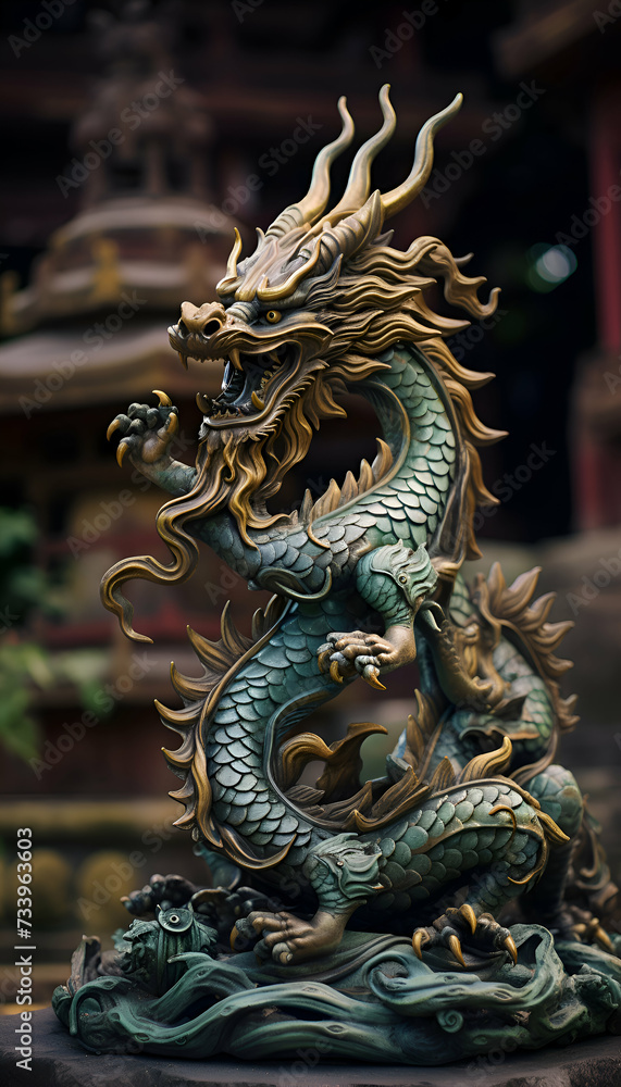 Chinese dragon statue in the garden. chinese dragon statue in the ...