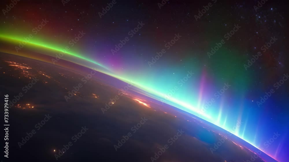 the Earths aurora lights as seen from space, providing a factual ...