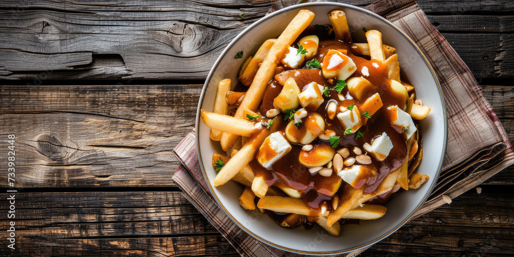 Classic Canadian Poutine with Cheese Curds and Gravy. Traditional ...