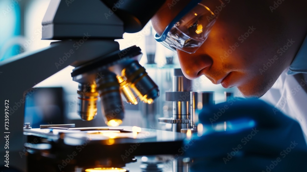 Microscopic analysis of metal crystal structure by a materials engineer ...