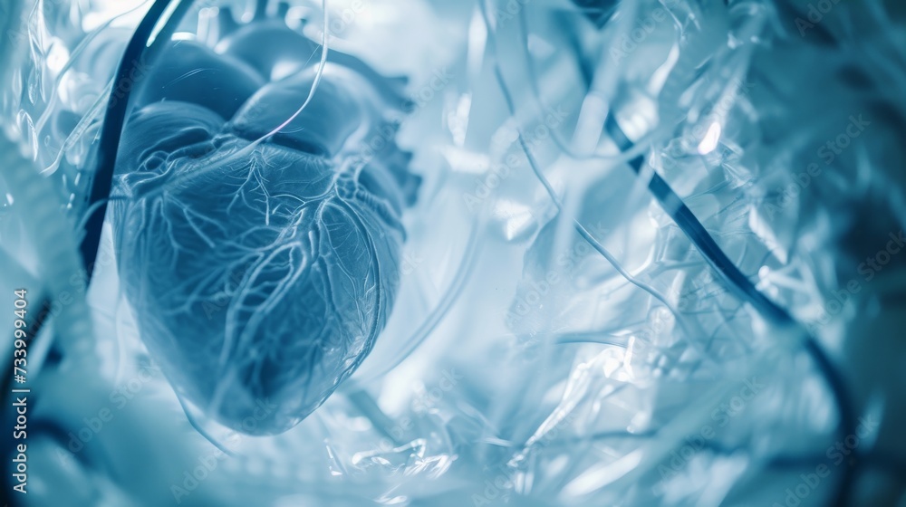 Blue X-Ray of Human Heart and Vascular Anatomy Stock Illustration ...