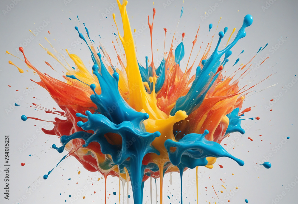Colorful paint explosion in 3D space, isolated on transparent ...