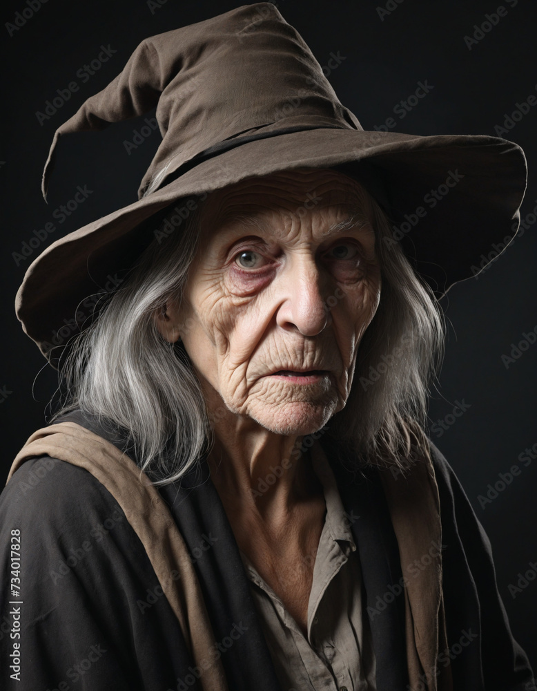 old homeless witch, png file of isolated cutout object with shadow on ...