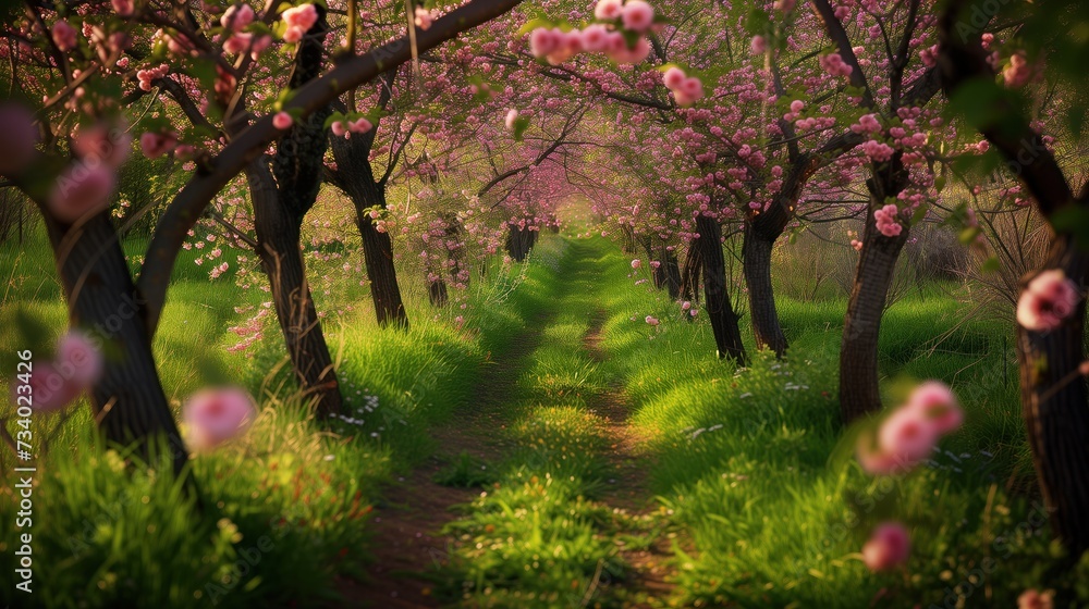 orchard path is a celebration of spring, with its verdant grass and ...