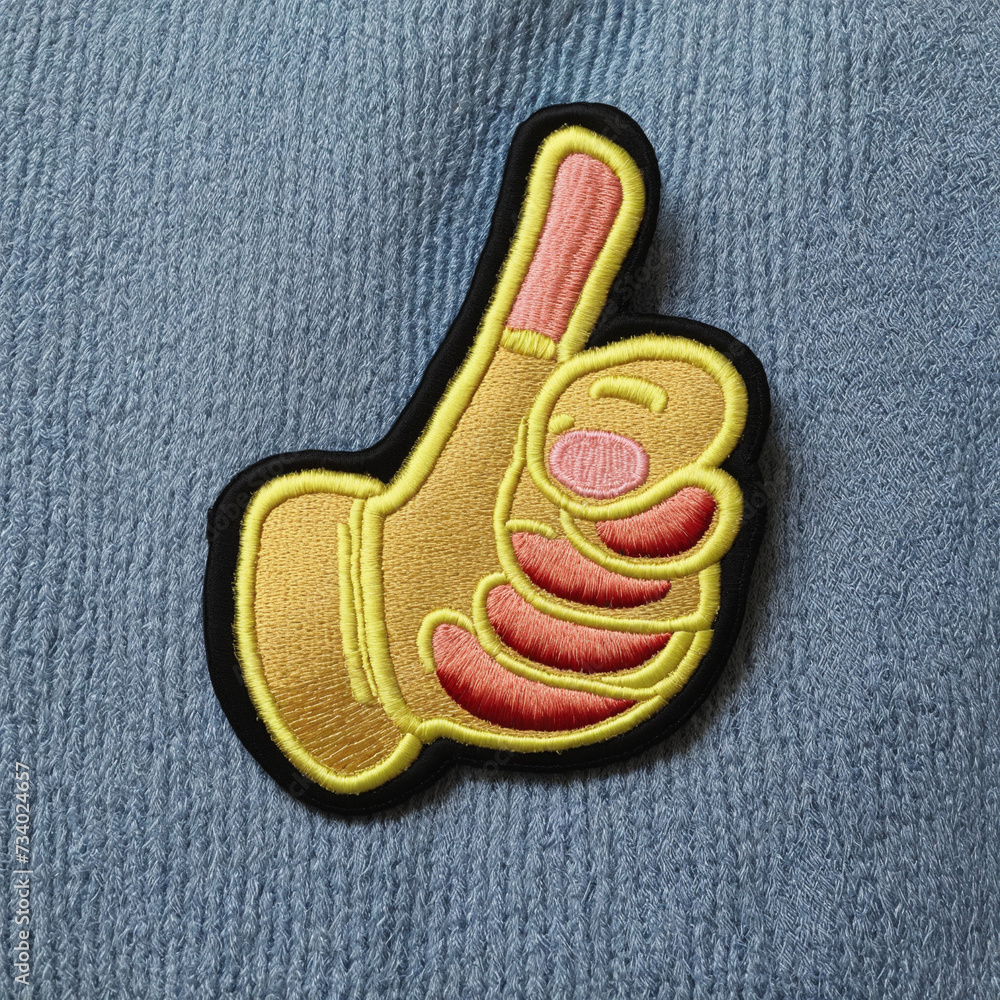 Foto de Positive feedback emoji patch on clear background, PNG file do ...