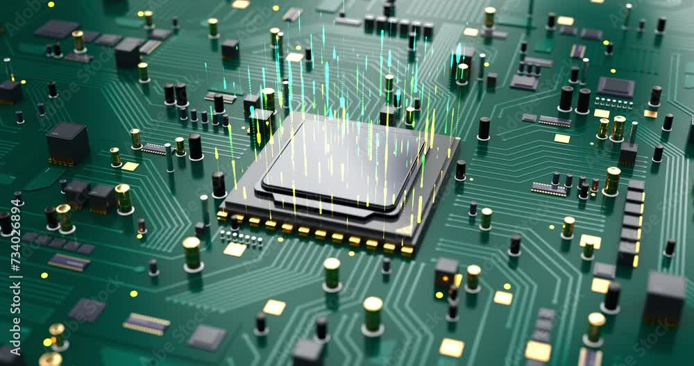 CPU Processor Motherboard Technology Background. Processing AI Data ...