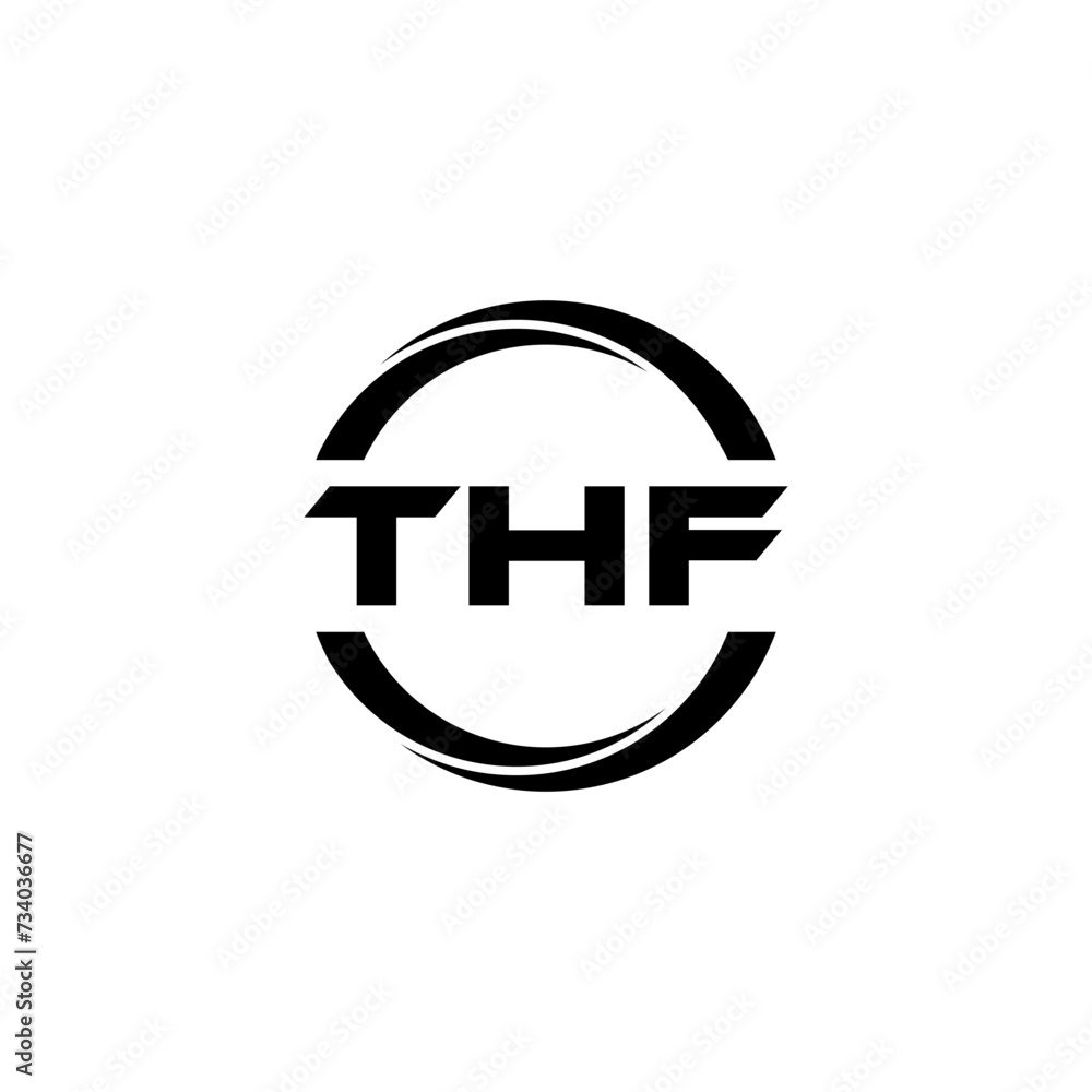 THF letter logo design with white background in illustrator, cube logo ...