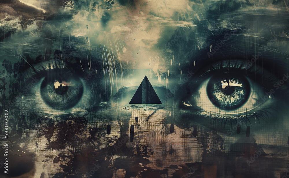 Prophecy or nightmare for the fate of the world. Eyes filled with ...