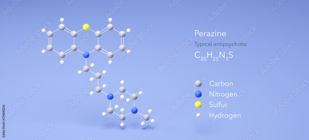 perazine molecule, molecular structures, taxilan, 3d model, Structural ...