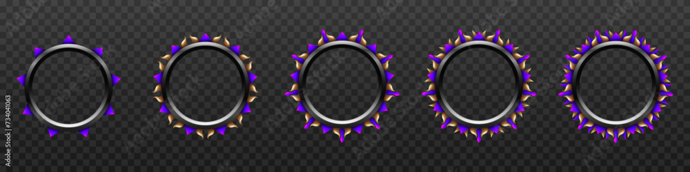 Purple and Gold border Metallic Game GUI Avatar Banner Frames for Game ...