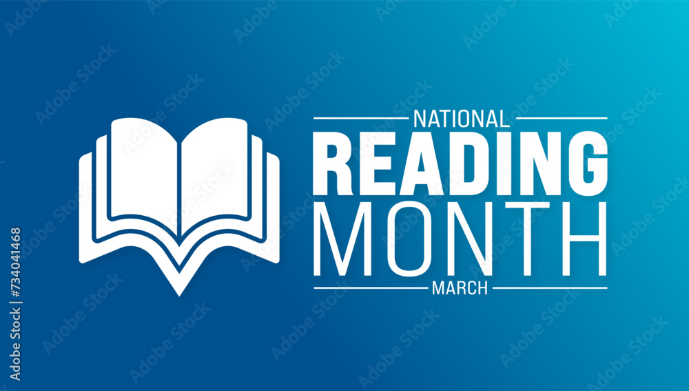 March is National Reading Month background with book vector design ...