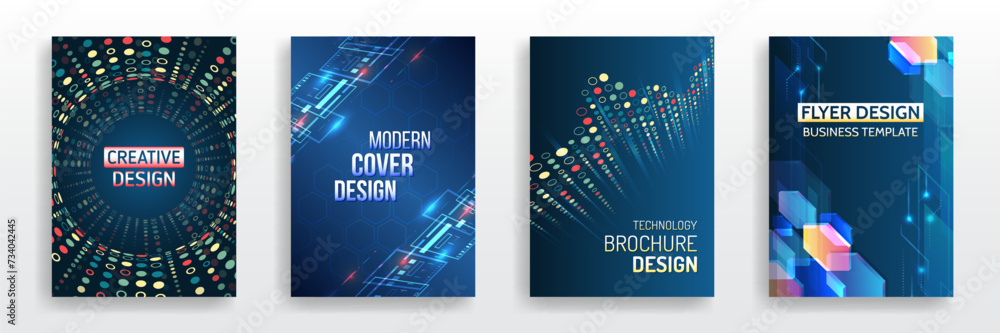 Set of high-tech covers for marketing. Modern technology design for ...
