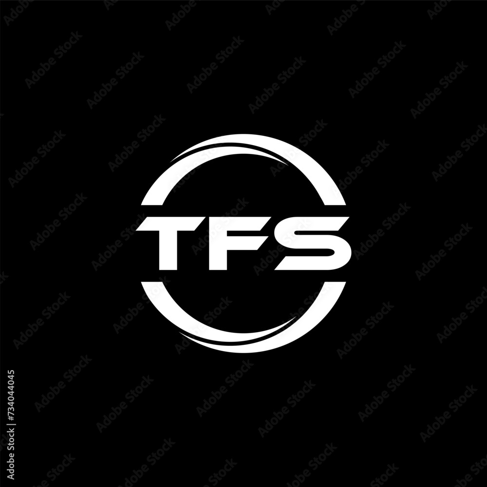 TFS letter logo design with black background in illustrator, cube logo ...