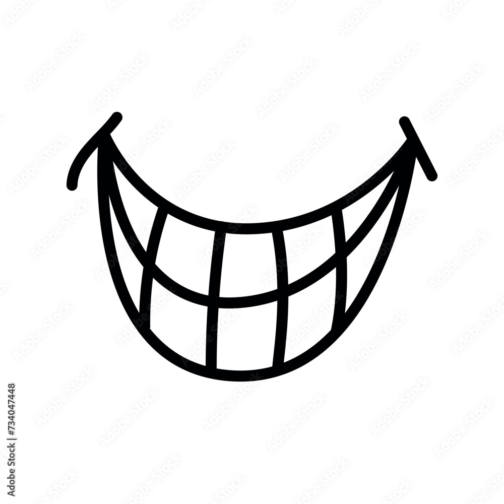 Cartoon teeth smile line icons set. Character hand. Stock Vector ...