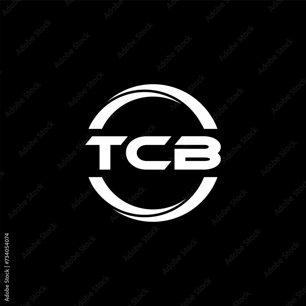 TCB letter logo design with black background in illustrator, cube logo ...