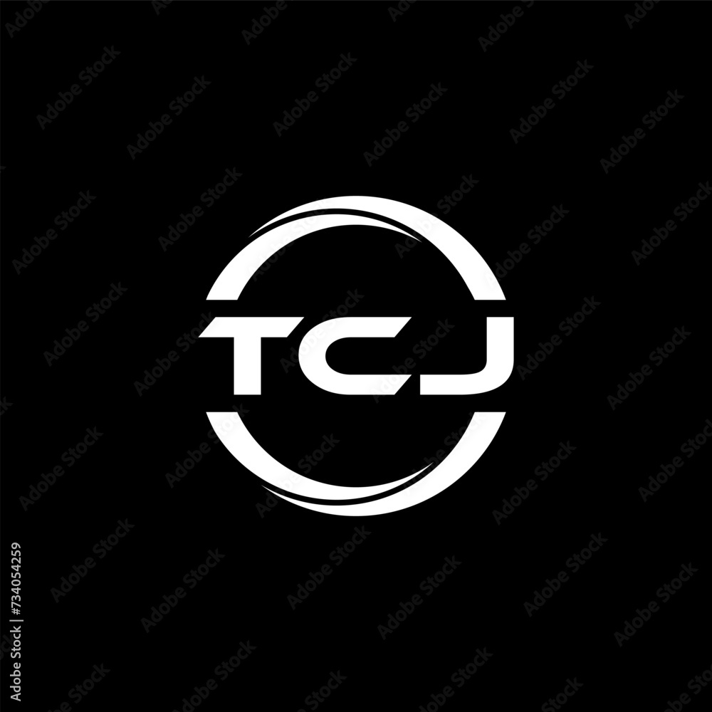 TCJ letter logo design with black background in illustrator, cube logo ...