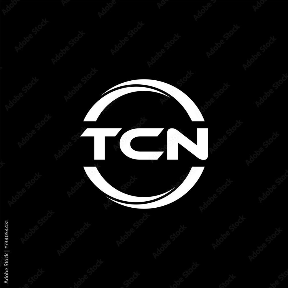 TCN letter logo design with black background in illustrator, cube logo ...