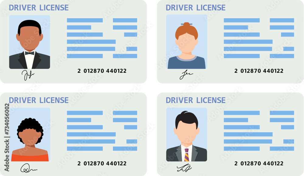 vector man and woman plastic ID cards, car driver licenses Stock Vector ...