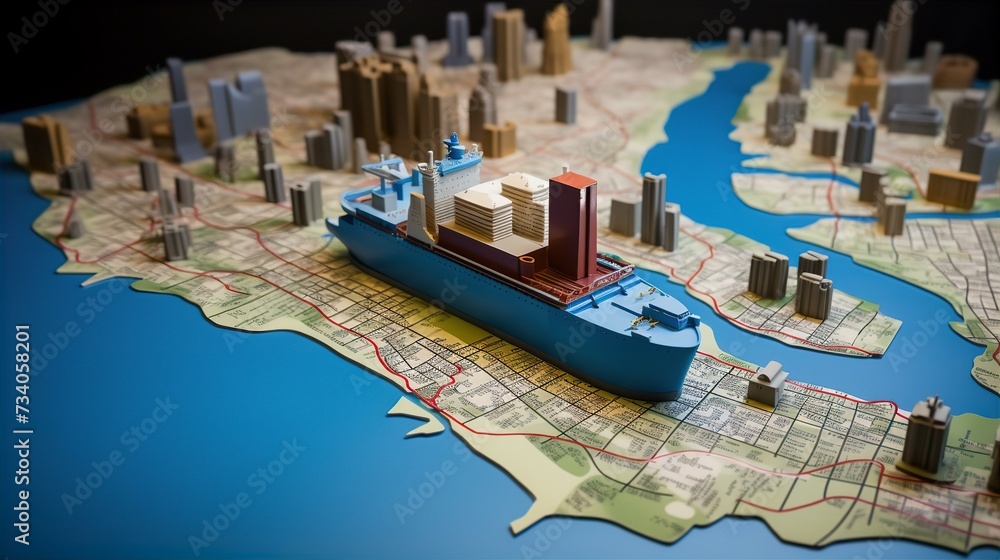 model, ship, 3d, map, city, river, miniature, scale, architecture ...
