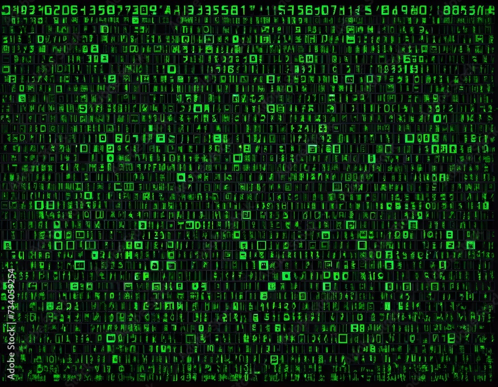Green Matrix Code Stream AI Generated features a cascade of green ...