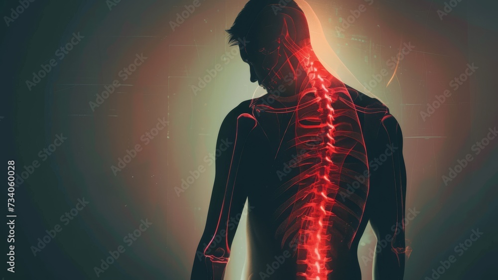Spine X-ray of person. Human anatomy. Back pain concept. Crooked spinal ...