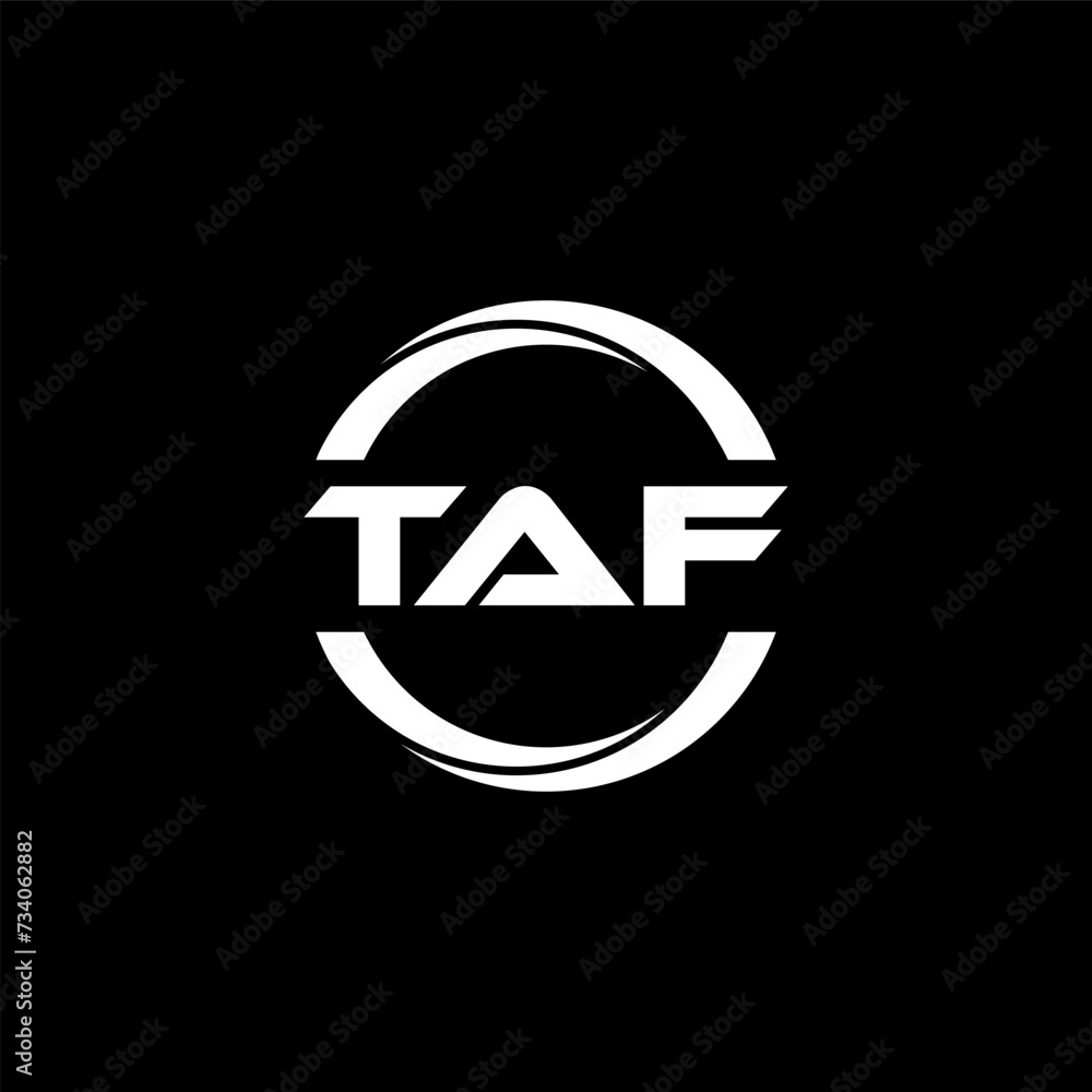 TAF letter logo design with black background in illustrator, cube logo ...