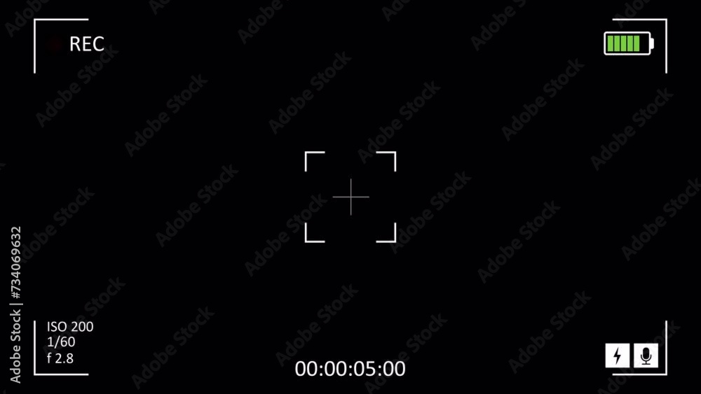 Camera recording screen overlay with alpha channel. Timecode and ...
