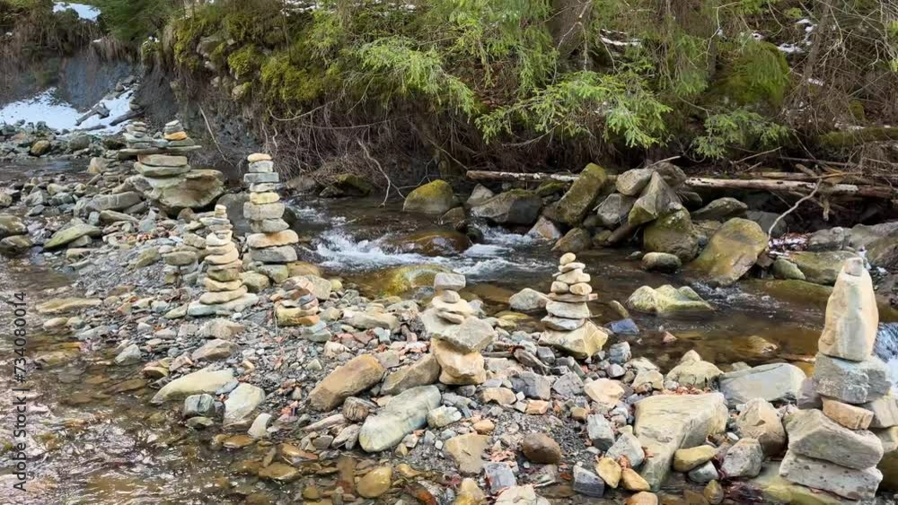 stone structures land art pyramids in the valley of the Zhenets river ...